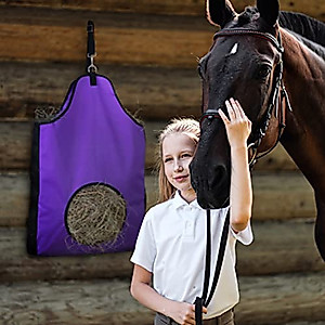 HIRQUITICKE Premium Durable Horse Slow Feed Hay Bag with Metal Snap Fastener and Heavy Adjustable Strap