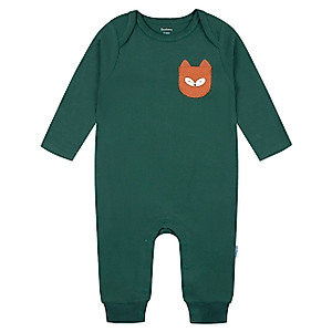 Gerber Baby Boys' 2-Pack Long Sleeve Jumpsuit, Green Fox, 12 Months