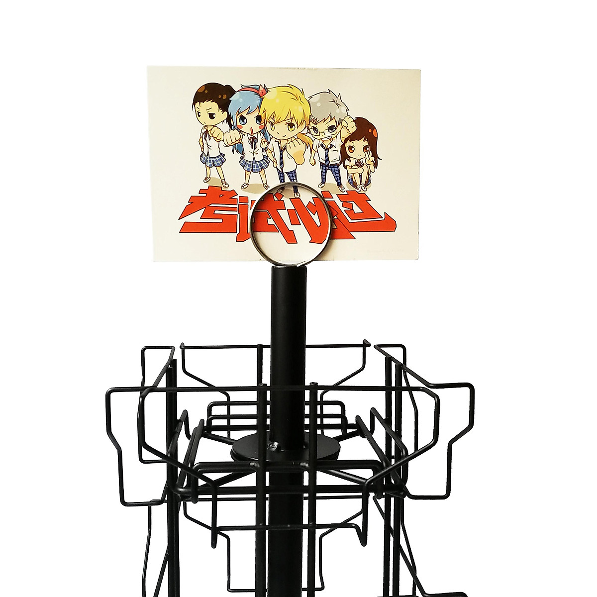 FixtrueDisplays Rotating Postcard/Greeting Card Display w/Sign Clip, 16 Horizontal Pockets (6x4") Pocket Size: 6"Wide X 4.9"High, 16 Pockets.- Black 11700-NF