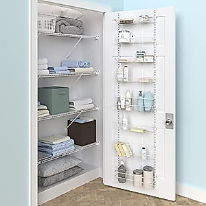 ClosetMaid Adjustable Organizer Rack with Baskets Wall or Over Door Mount, for Kitchen, Pantry, Utility Room, Closet, 18 in. W, White Finish, Inch