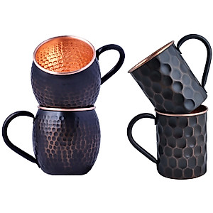 Staglife Black Moscow Mule Copper Mugs, 16 Oz [Set of 2] Antique Black Moscow Mule Copper Mugs, 16 Oz [Set of 2]