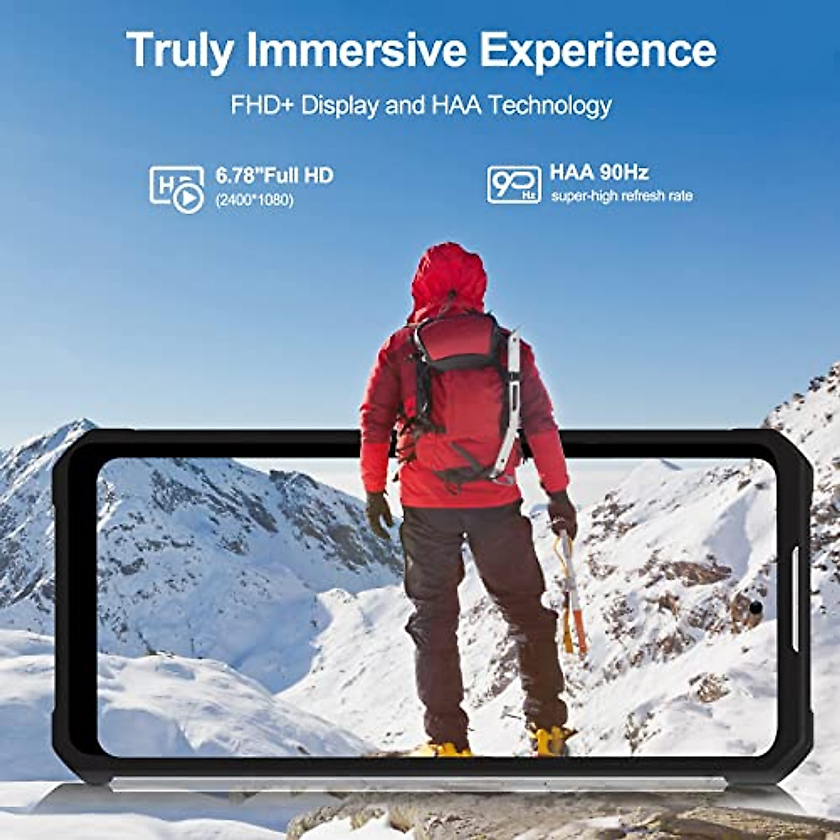 Rugged Smartphone Unlocked OUKITEL WP17 (Latest), 8300mAh Battery Cell Phones, Night Vision Camera with 64 MP Rear Camera, Android 11 with 8GB RAM + 128GB ROM, 6.78“FHD+ Display Mobile Phone