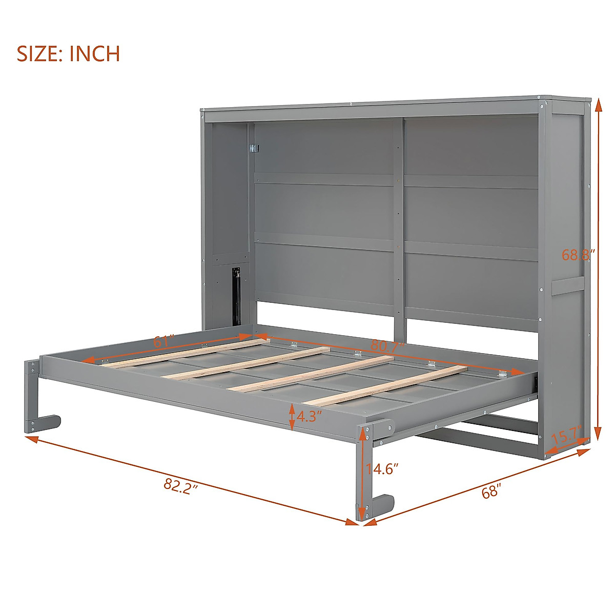 Hlcodca Modern Queen Size Murphy Bed, Solid Wood Foldable Platform Bed Or Can Be Folded Into A Cabinet, Queen Murphy Bed Frame for Bedroom, Living Room Or Home Office (Gray-013)