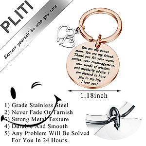 PLITI Step Mom Gift Mother's Day Gift for Mom Bonus Mom Stepmother Mother In Law Keychain Adoption Gifts Bonus Mom Birthday Gifts from Daughter Son (bonus mom RG)