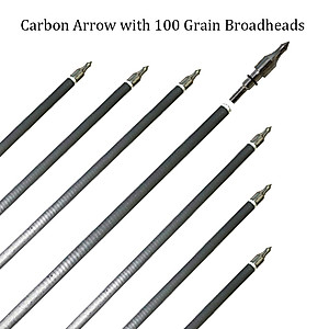 Jocoo 12 Pack 30 Inch Carbon Arrows, Hunting and Target Practice Arrows for Compound Bow and Recurve Bow, Spine 400 with Removable Tips