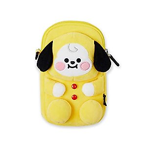 BT21 Baby Series CHIMMY Character Plush Coin Purse Makeup Toiletry Pouch Card Wallet with Lanyard, Yellow