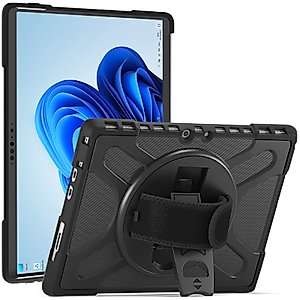 ProCase Surface Pro 8 Case Rugged, Heavy Duty Shockproof Protection with Back Handle and Rotatable Kickstand Compatible with Type Cover Keyboard for 13.0" Microsoft Surface Pro 8 2021 Release –Black