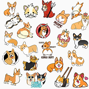 Welsh Corgi Pembroke Stickers for Water Bottles 50 Pack Cute,Waterproof,Aesthetic,Trendy Stickers for Teens,Girls Perfect for Waterbottle,Laptop,Phone,Travel Extra Durable Vinyl (Welsh Corgi Pembroke)