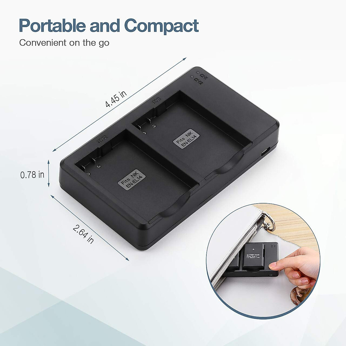 EN-EL14 EN EL14A Battery USB Charger and 2-Pack Rechargeable Batteries Replacement Compatible with Nikon D3100 D3200 D3300 D3400 D3500 D5100 D5200 D5300 D5500 D5600 DF Coolpix P7000 P7100 P7700 P7800