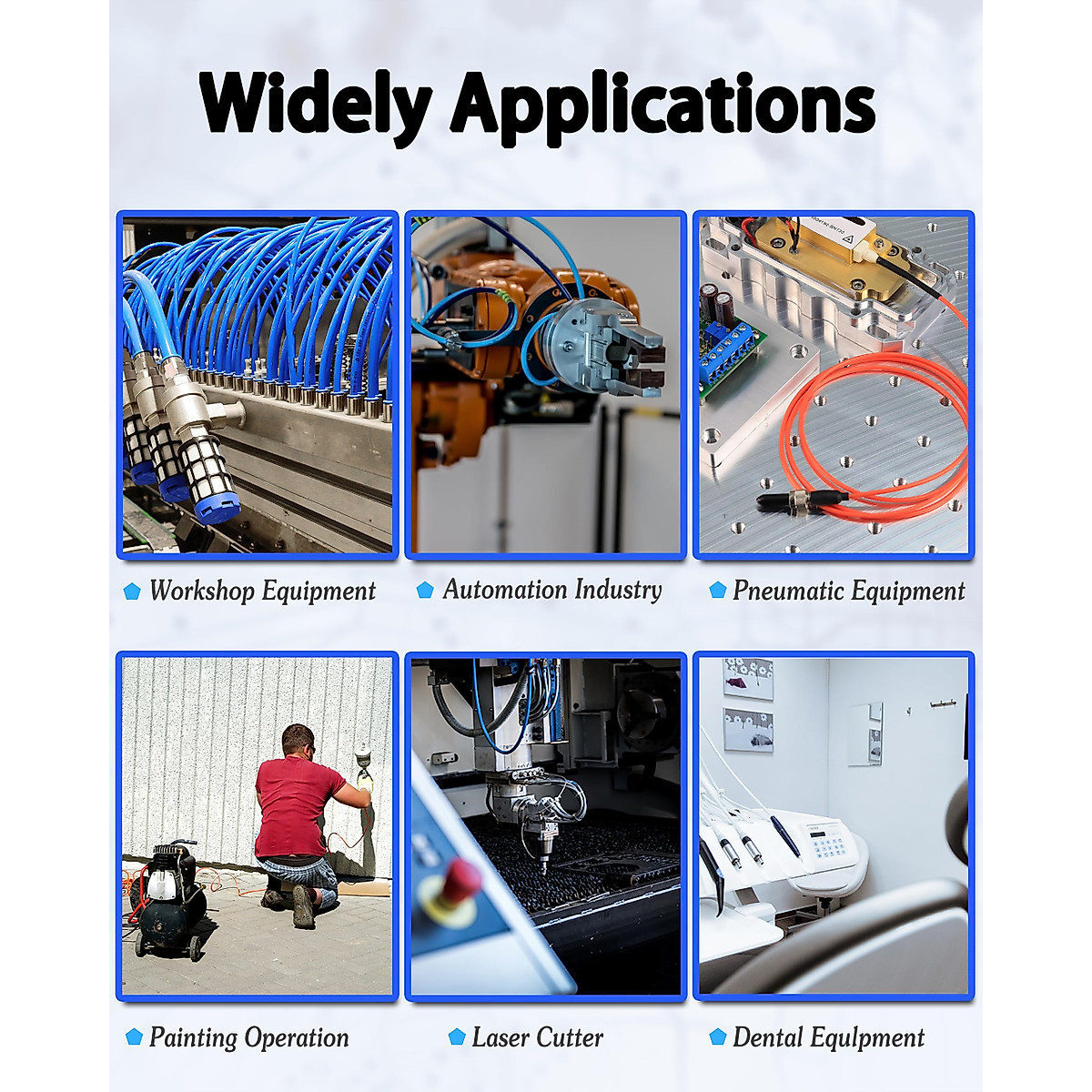 MSAEIQUN Pneumatic Tubing Blue Polyurethane PU Air Hose Pipe Tube Kit 8mm or 5/16 OD 5mm ID 10 Meter 32.8ft for Air Line or Fluid Transfer (8mm x 10M)