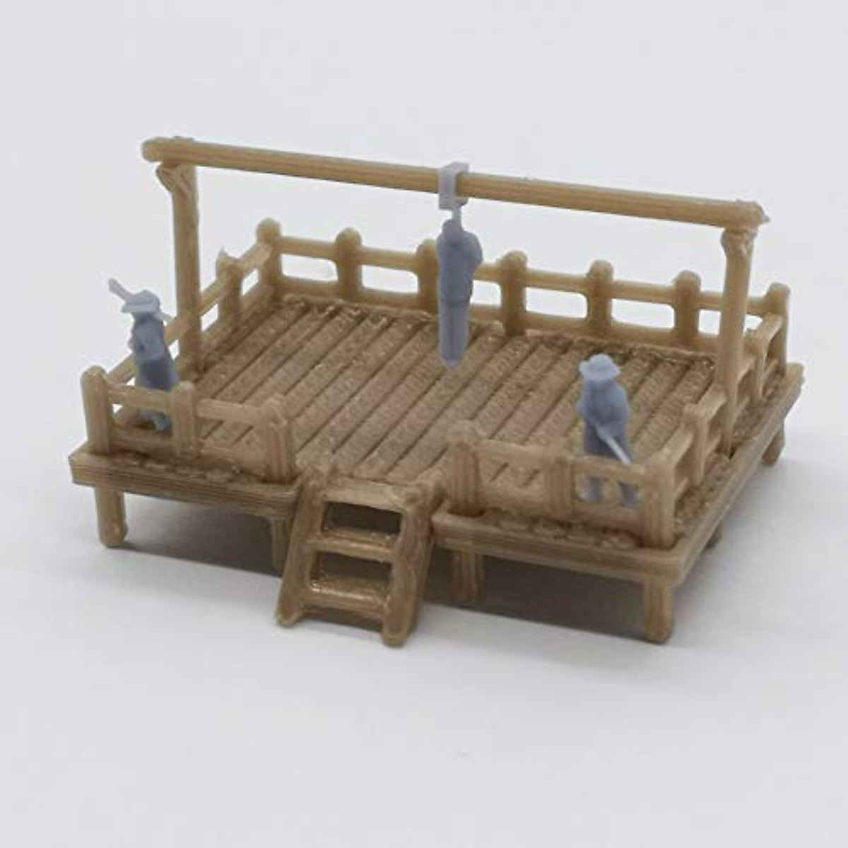 Outland Models Railway Scenery Structure Old West Gallow with Criminal and Officers 1:160 N Scale