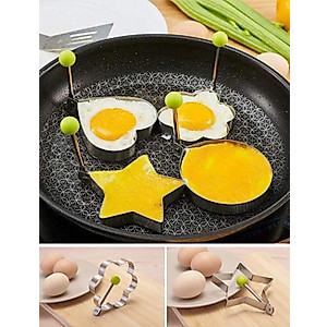 BRYHZKCM 5 PCS Egg Ring Pancake Mold Creative Stainless Steel Omelette Cooking Mold Non-Stick Kitchen Cooking Tools