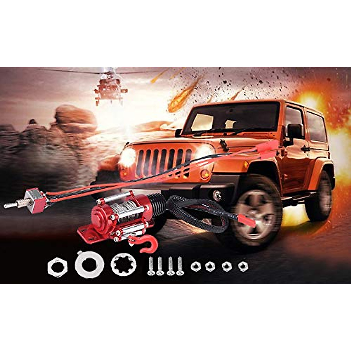 VGEBY RC Car Winch, 1:10 RC Scale Electric Metal Winch RC Model Vehicle Winch Compatible for SCX10 D90 D110 TF2 TRX4 KM2 Rc Winch Rcwinch