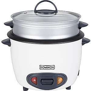 Dominion 24-Cup Cooked (12 Uncooked) Electric Rice Cooker with Removable Nonstick Pot & Food Steamer, One Touch Operation, Warm Mode, With Measuring Cup & Spatula & Recipe Book, Perfect For Rice, Soups, Stews, Grains, Oatmeal - White