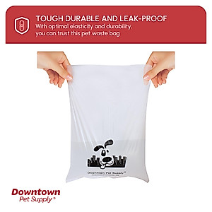 Downtown Pet Supply Scented Poop Bags for Dogs with Dispenser, 500 Count - Leak-Proof Dog Waste Bags and Bone-Shaped Dog Poop Bags Holder for Leash - Lavender Scented, 12.5" x 8.5"