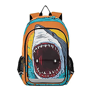 ALAZA Shark Mouth Attack Animal Cartoon Laptop Backpack Purse for Women Men Travel Bag Casual Daypack with Compartment & Multiple Pockets