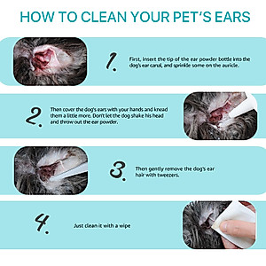 Sisaiex Upgraded Dog Ear Powder, Dog Ear Cleaner, Dog Ear Infection Treatment, Gentle Dog Ear Hair Removal Tool for Pet Grooming - Remove Ear Wax & Odor in Pets
