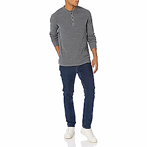 Amazon Essentials Men's Regular-Fit Long-Sleeve Waffle Henley Shirt, Charcoal, X-Large