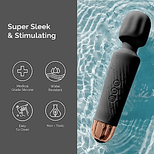 Ava Vibrator Wand Sex Toys [Clit Stimulator Vibrators] Vibrator for Woman | Sex Toy | 4+ Hr Battery | Gifts for Women | 20 Patterns & 8 Speeds of Pleasure | Quiet Adult Sex Toys -Standard - Black