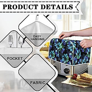 GIFTPUZZ Coffee Theme Two Slice Toaster Cover Small Appliance Dust-proof Cover with Side Pockets Bread Maker Cover Kitchen Microwave Oven Cover (Brown) S