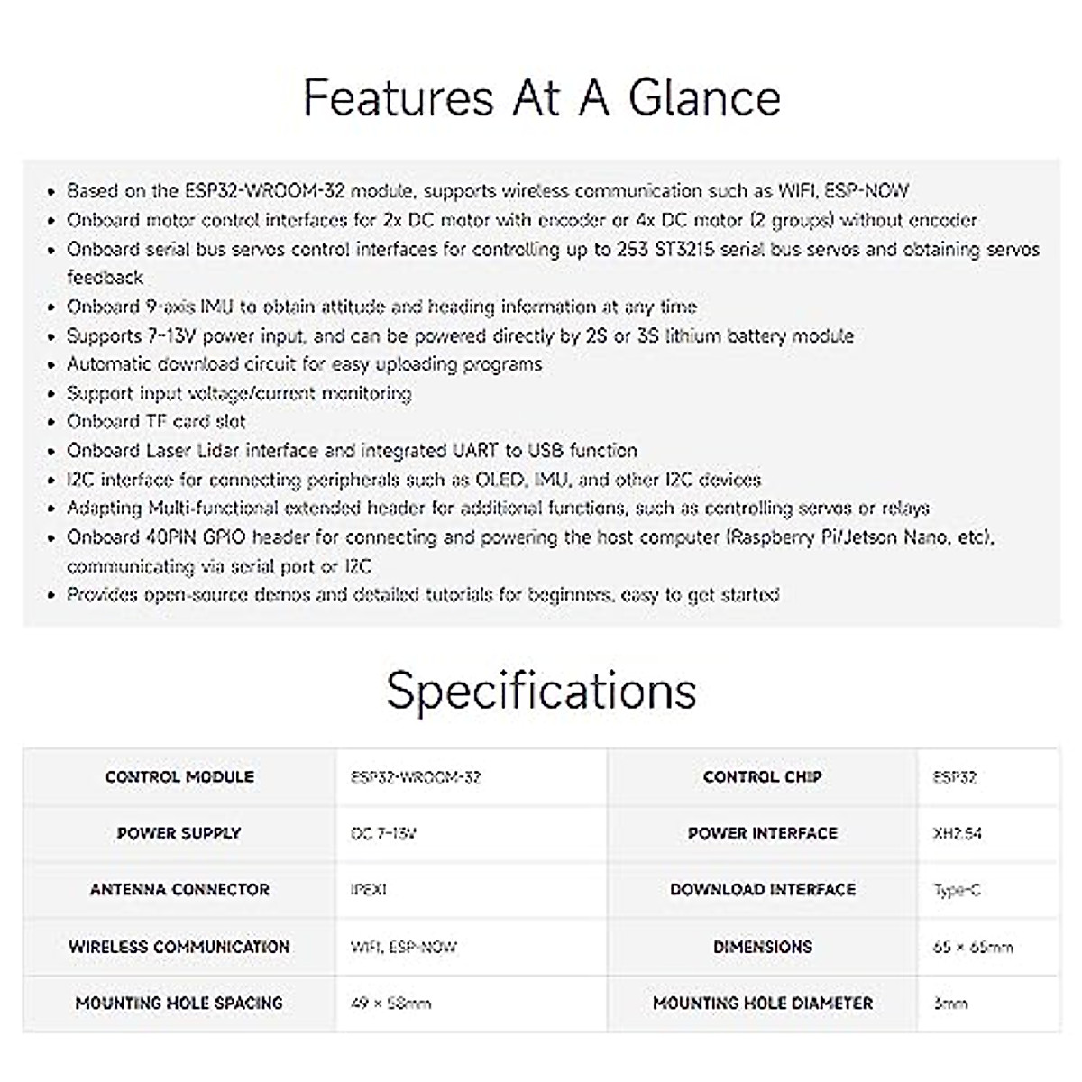 Waveshare General Driver Board for Robots, Compatible with Raspberry Pi and Jetson Nano, Based On ESP32, Multi-Functional, Supports WiFi, and ESP-Now Communications