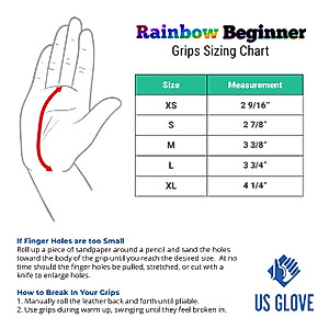 US Glove Rainbow Beginner Palm Grips - Gymnastics Palm Guard - Weight Gymnastics Bar Lifting Hand Grips - Rip and Blister Protective Hand Gripper - Made in The USA