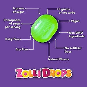 Zollipops Drops Peppermint Vegan 3oz - Dental-Friendly Treats with Xylitol for Guilt-Free Indulgence and Fresh Breath