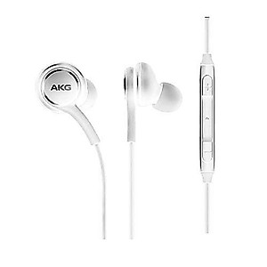 ElloGear OEM Earbuds Stereo Headphones for Samsung Galaxy S10 S10e Plus Cable - Designed by AKG - with Microphone and Volume Buttons (White)