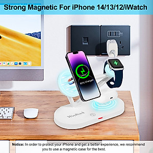 5 in 1 Magnetic Charging Station 35W, WayRock Wireless Charger Stand for iPhone 14 13 12 Pro Max/Plus/Pro/Mini/Airpods/iWatch Series, Fast Charger with Night Light for Travel Gift