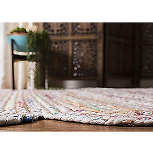 SAFAVIEH Cape Cod Collection Accent Rug - 4' x 6', Ivory & Multi, Handmade Braided Jute & Cotton, Ideal for High Traffic Areas in Entryway, Living Room, Bedroom (CAP208A)