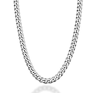 Miabella Solid 925 Sterling Silver Italian 5mm Diamond Cut Cuban Link Curb Chain Necklace for Women Men, Made in Italy (16 Inches (X-Small))