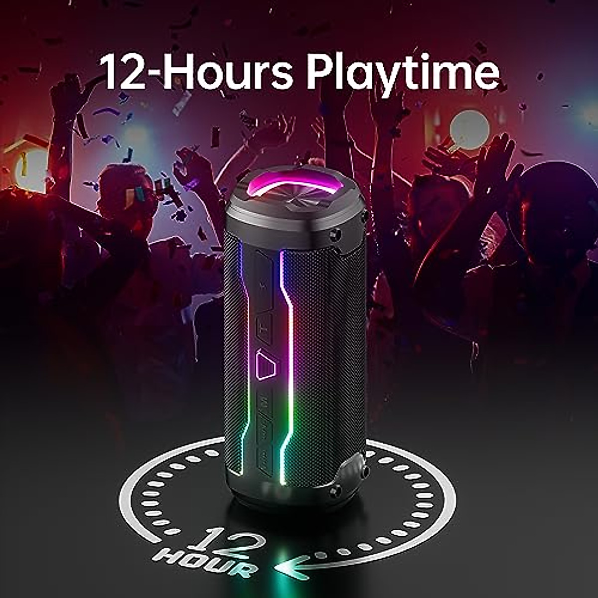 Bluetooth Speakers, Portable Bluetooth Speakers Wireless with 20W Loud Stereo Sound, IP7 Waterproof Shower Speaker Colorful Flashing Lights, Built-in Mic Hands-free Calling, for Outdoor Home Party