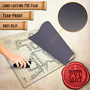 Melee Mats DND Map Starter Kit for Dungeons & Dragons Game - 24” x 36", Wet/Dry Erase Battle Terrain Grid - Ultimate Tabletop Gaming Experience with Accessories