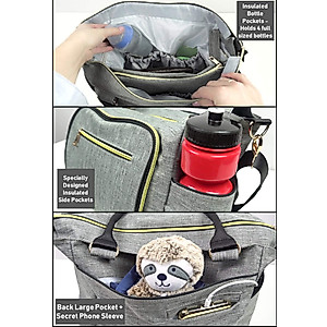 Mogix SMART Baby Diaper Bag with Portable Phone Charger, Changing Pad, Wet Dry Bag, Stackable Snack Container and Power Pack