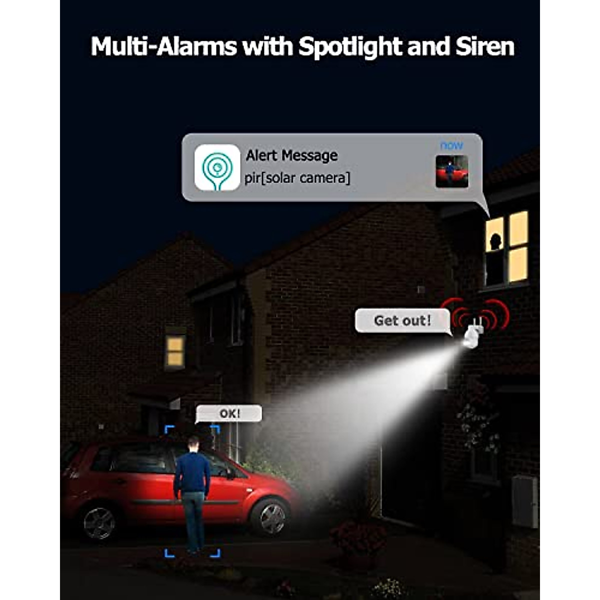 Rebluum Security Camera Wireless Outdoor, 2K Solar Security Camera,Battery Powered 360°PTZ Security Camera,Color Night Vision,PIR Motion Detection,2-Way Audio,Compatible with Alexa