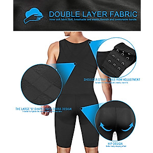 DoLoveY Men's Shapewear Bodysuit Full Body Shaper Compression Slimming Suit Breathable 3X-Large