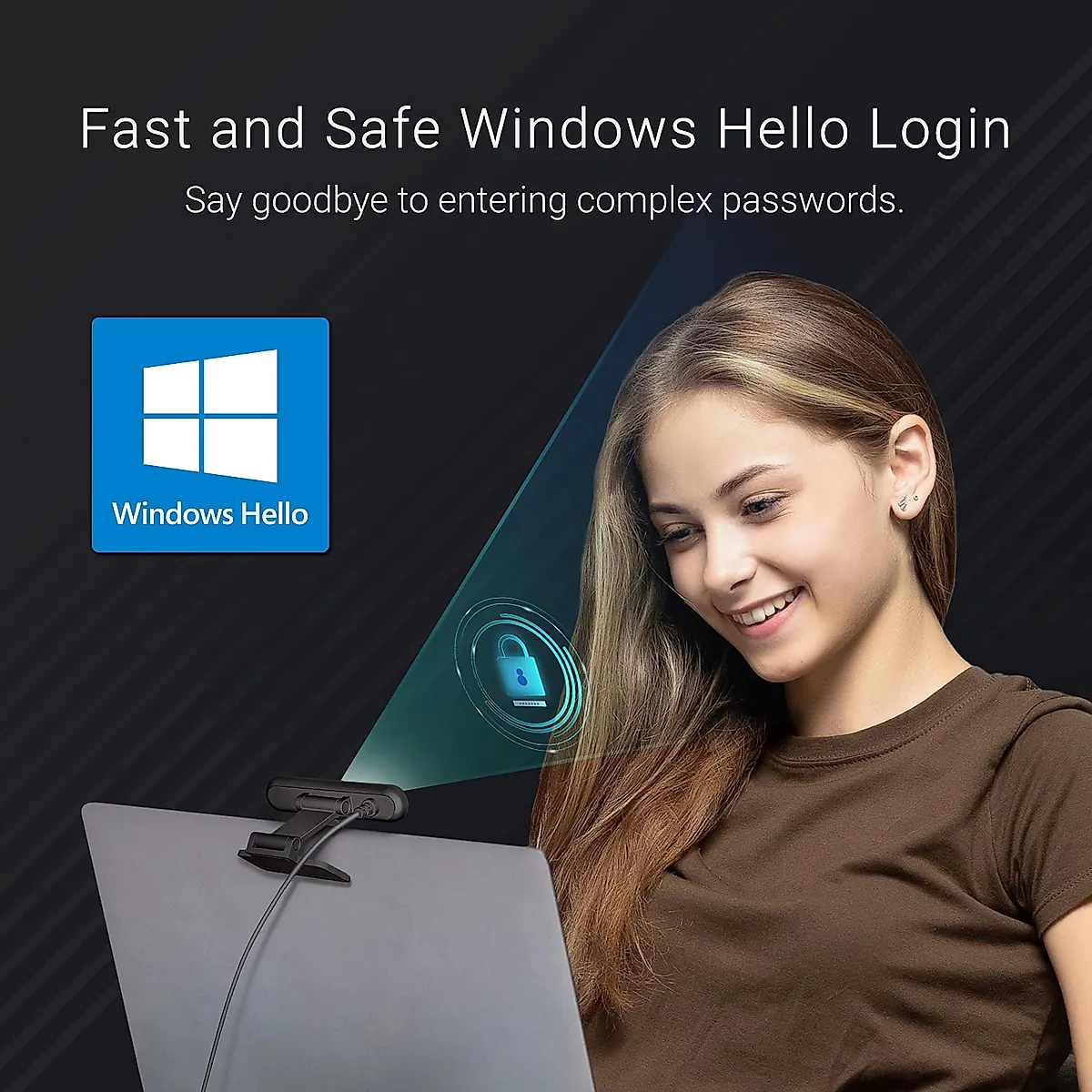 ELECOM Facial Recognition Webcam, Windows Hello Full HD 1080P 30FPS, Streaming, Compatible with Windows 11, Windows 10, Easy Login for Desktop & Laptop (UCAM-CF20FBBK)