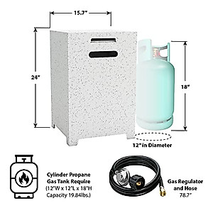 Kante 23.6" H Square Light Gray Eco-Friendly Concrete/Metal Outdoor Patio Backyard UV and Weather Resistant Modern Propane Tank Cover Storage Box for Gas Fire Pit, Hideaway Side Table,RMFP-T01-81904