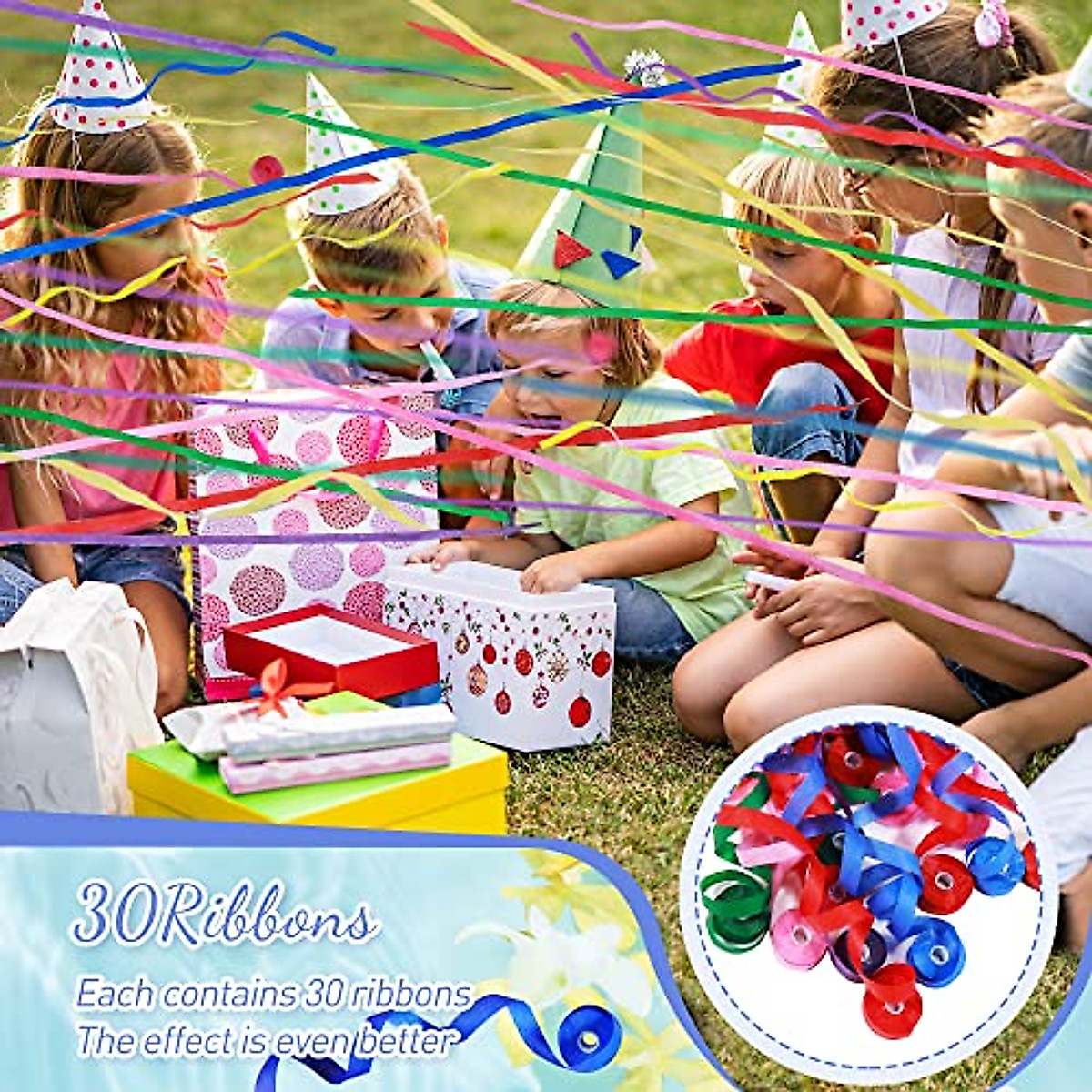 No Mess Streamers,12Pack Colorful No Mess Confetti Poppers,Party Poppers for Birthday,Wedding,Party,Celebrations,School Opening,Graduation,Retirement Party (blue 12pack)