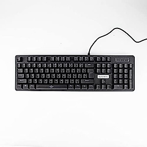 Gaming Keyboard with Customizable RGB Backlight, Tactile & Clicky Blue Switches, 104-Key Anti-Ghosting Wired Keyboard with Surround Lighting, Steel Body for PC and Laptop