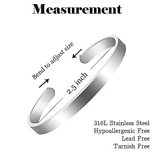 Enni of York Bracelets Custom Bracelet for Women Inspirational Gifts for Women Men Motivational Birthday Cuff Bangle Friendship Personalized Mantra Jewelry