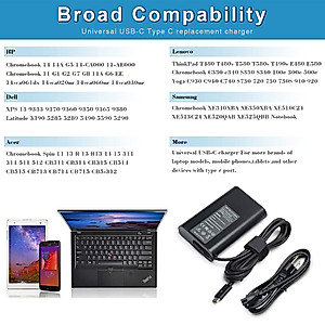65W Type C USB-C Charger for Dell XPS 13 9350 9360 9365 9370 9380 12 9250 Latitude 7275 7370 5175 5285 5290 7390 2in1 LA65NM170 HA65NM170 02YK0F 0M1WCF LA45NM150 0HDCY5
