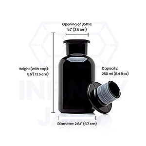 Infinity Jars 250 ml Black Ultraviolet All Glass Refillable Empty Apothecary Jar