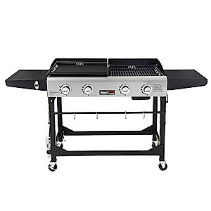 Royal Gourmet GD401C 4-Burner Portable Propane Flat Top Gas Grill and Griddle Combo, Black