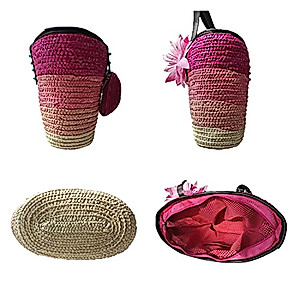 DAISHA Straw Bag Beach Bags for Women-Straw Large Beach Tote Bag-Summer Handwoven Shoulder Bags for Beach.,Red