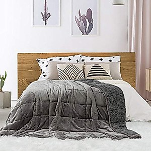 Sivio Weighted Blanket for Adult, 15 lbs Sherpa Heavy Blanket with Soft Flannel Reversible, Queen Size, Extra Warm Cozy Fluffy Weighted Blanket, 60x80 Inches Dual Sided Grey