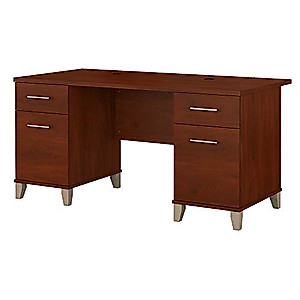 Bush Furniture WC81728 Office Desk with Drawers, 60W, Hansen Cherry