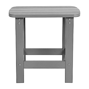 Flash Furniture Charlestown Tiered Commercial Poly Resin Adirondack Side Table - Gray - All-Weather - Indoor/Outdoor