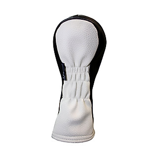 Golf Headcover Black and White Leather Style #X Fairway Head Cover Fits Fairway Wood Clubs