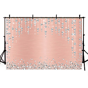 Sendy SENDY 7x5ft Rose Gold Diamonds Curtain Backdrop for Photography Birthday Party Decorations Wedding Bridal Shower